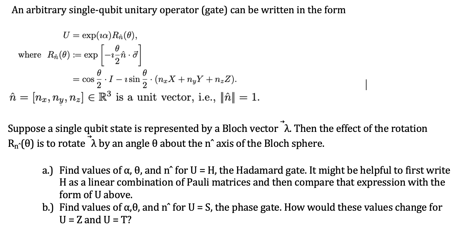 Solved Find values of \alpha , \theta , ﻿and nˆ ﻿for U = ﻿H, | Chegg.com