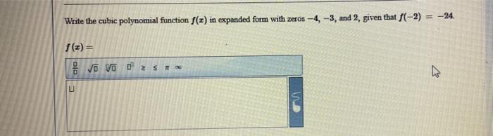 Solved Write the cubic polynomial function f(z) in expanded | Chegg.com