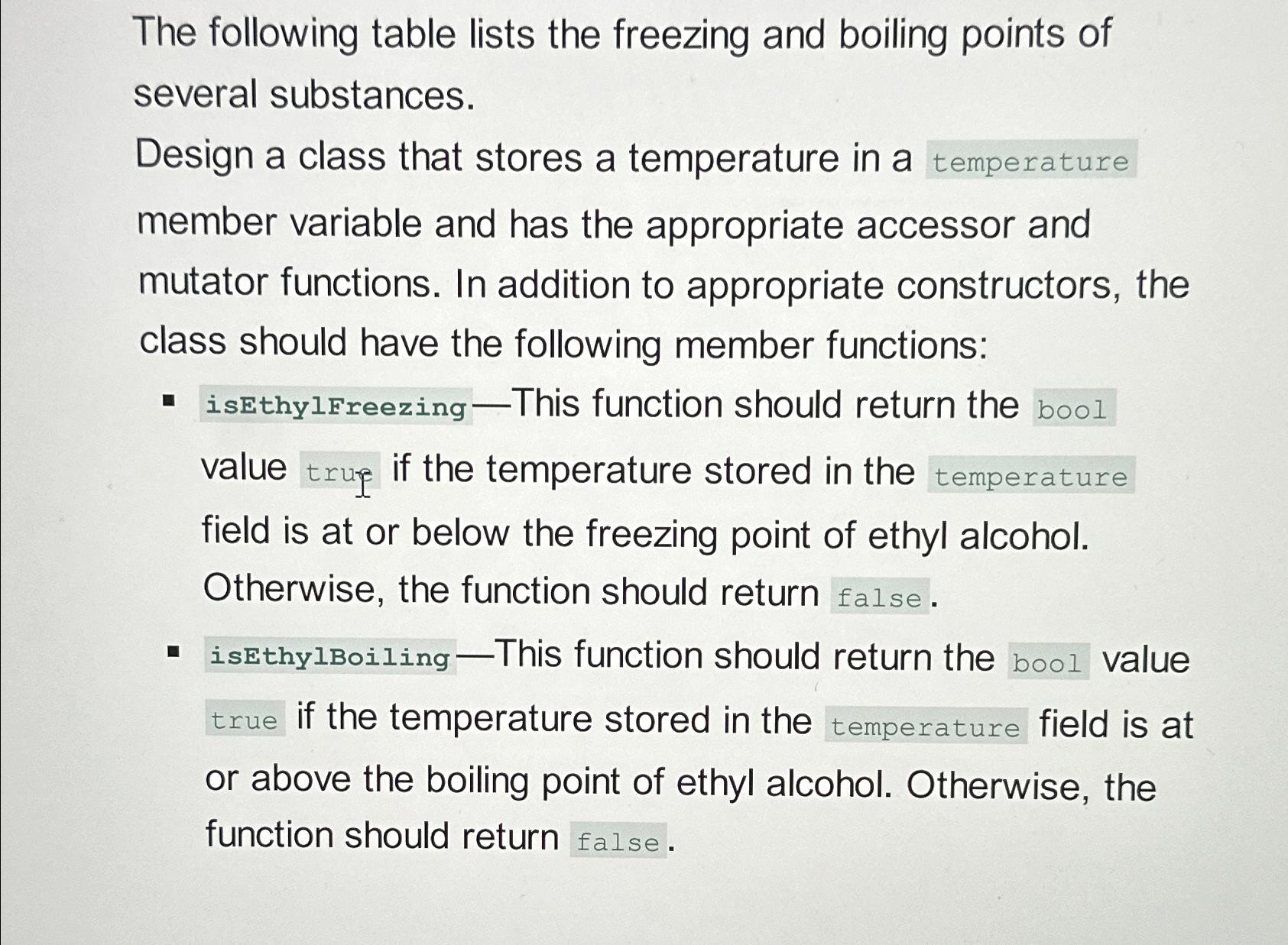 Solved The following table lists the freezing and boiling | Chegg.com