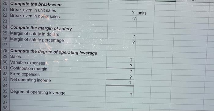 Solved 1. Chapter 2: Applying Excel Data 4 Unit sales 5 | Chegg.com