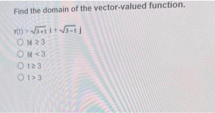 Solved Find the domain of the vector-valued function. | Chegg.com