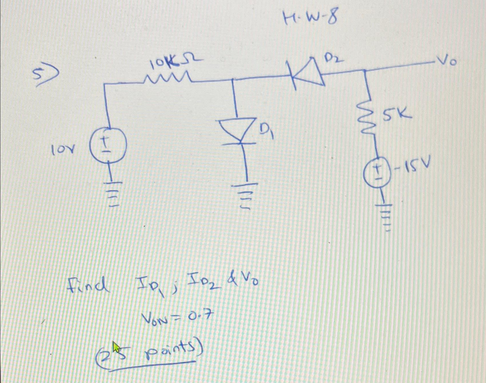 Solved 5) ﻿Find ID1; ID2&V0von =0.7(25 ﻿points) | Chegg.com