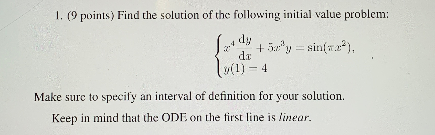 Solved (9 ﻿points) ﻿Find the solution of the following | Chegg.com
