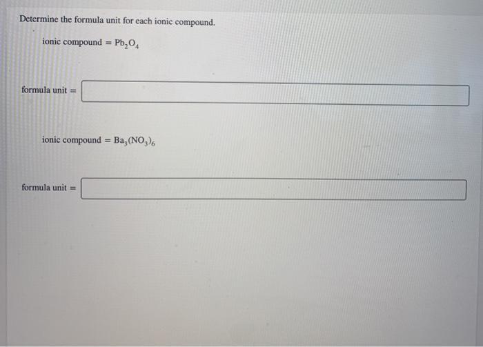 Solved Determine the formula unit for each ionic compound. | Chegg.com