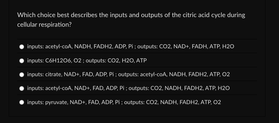 Solved Which choice best describes the inputs and outputs of | Chegg.com