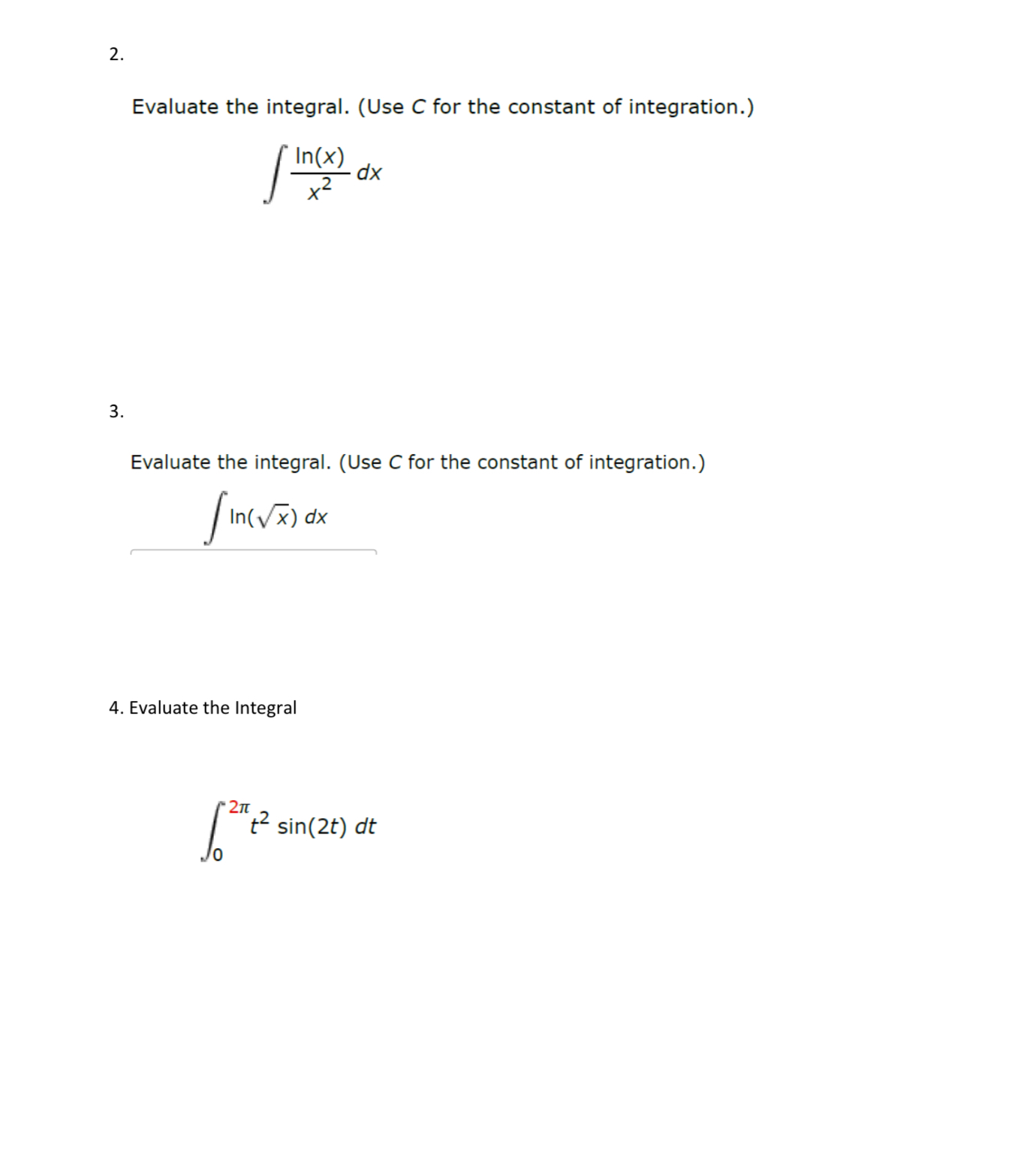 Solved Evaluate the integral. (Use C ﻿for the constant of | Chegg.com