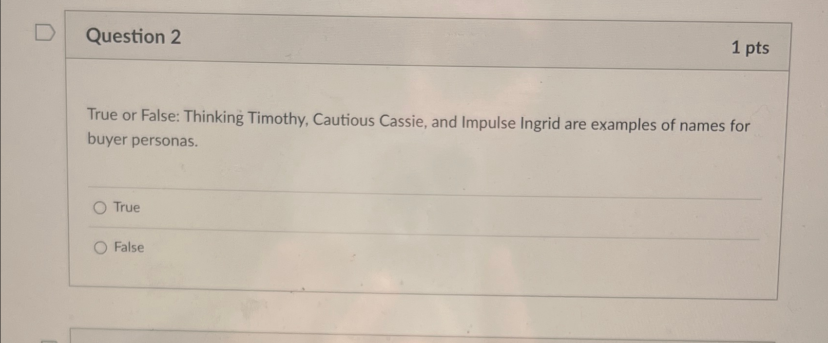 Solved Question 21 ﻿ptsTrue or False: Thinking Timothy, | Chegg.com