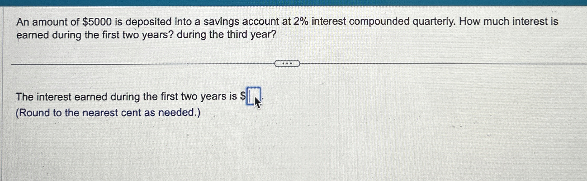 Solved An amount of $5000 ﻿is deposited into a savings | Chegg.com