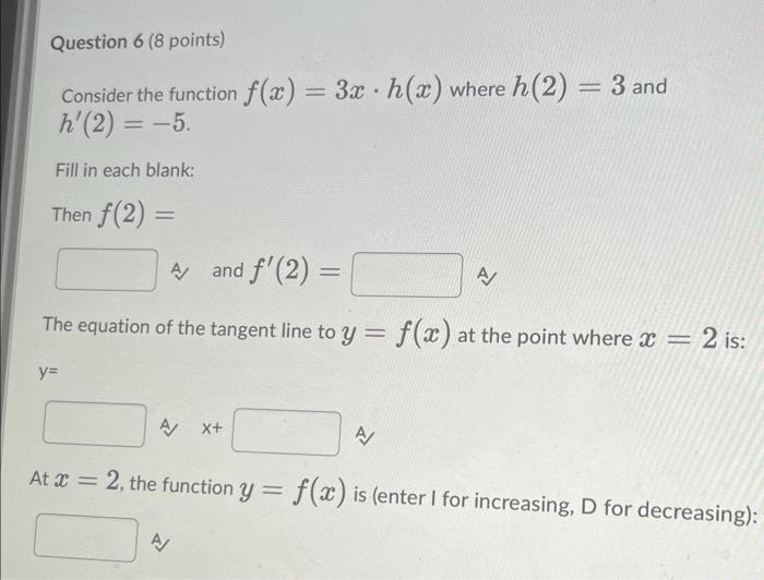 Solved Question 6 ( 8 points) Consider the function | Chegg.com
