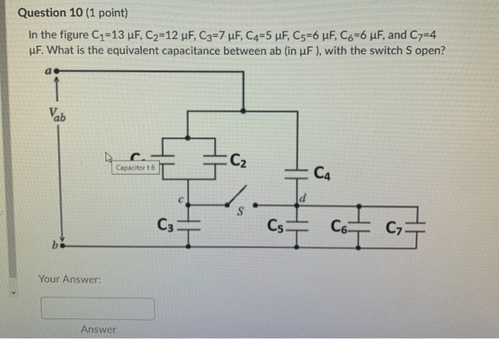 Solved Question 10 (1 point) In the figure C1=13 uF, C2=12 | Chegg.com