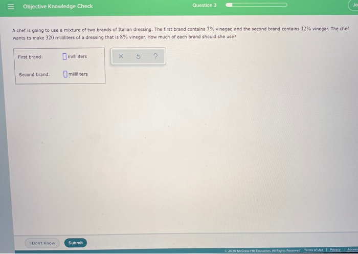 Solved Objective Knowledge Check Question 3 JO A chef is | Chegg.com