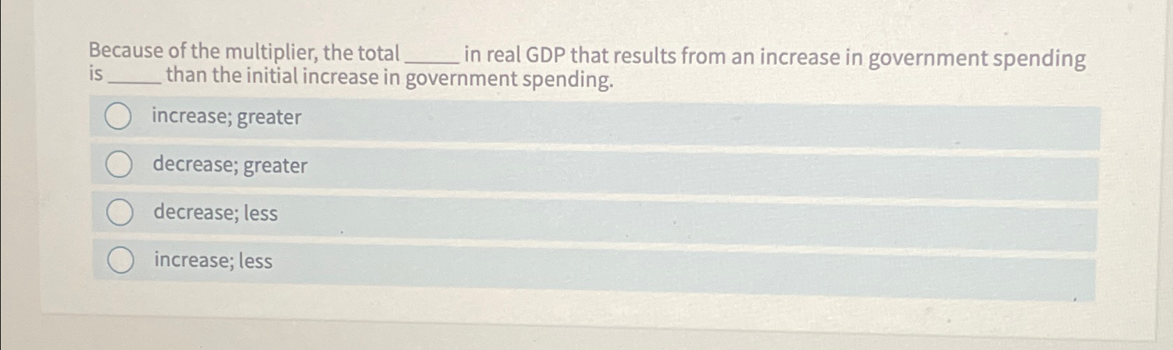 Solved Because of the multiplier, the total in real GDP that | Chegg.com