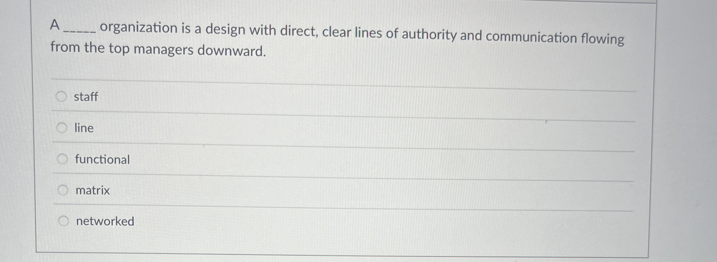 Solved A q, ﻿organization is a design with direct, clear | Chegg.com