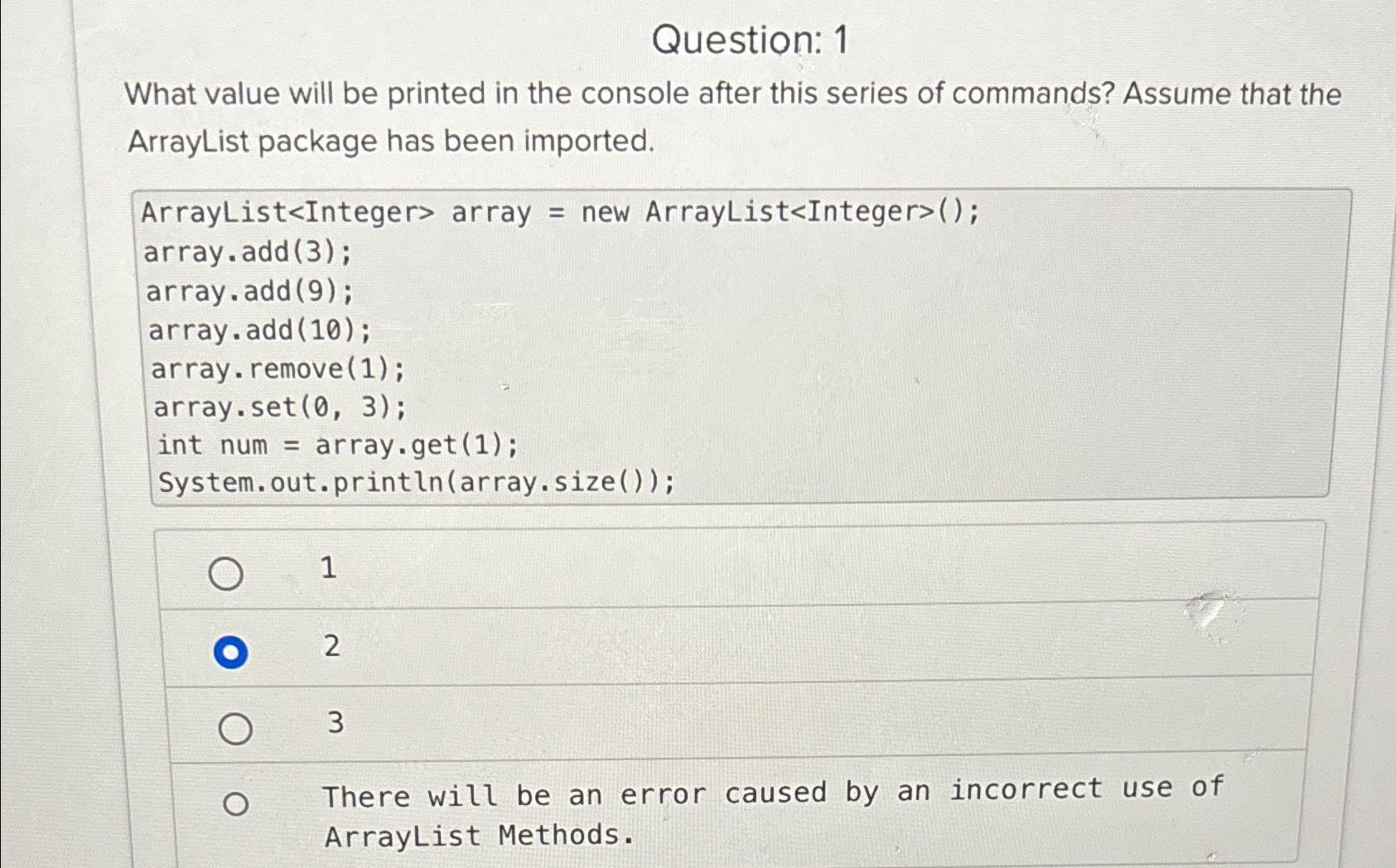 Solved Question: 1What value will be printed in the console | Chegg.com