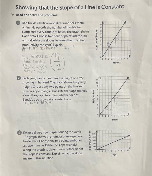 Solved Showing that the Slope of a Line is Constant Read and | Chegg.com