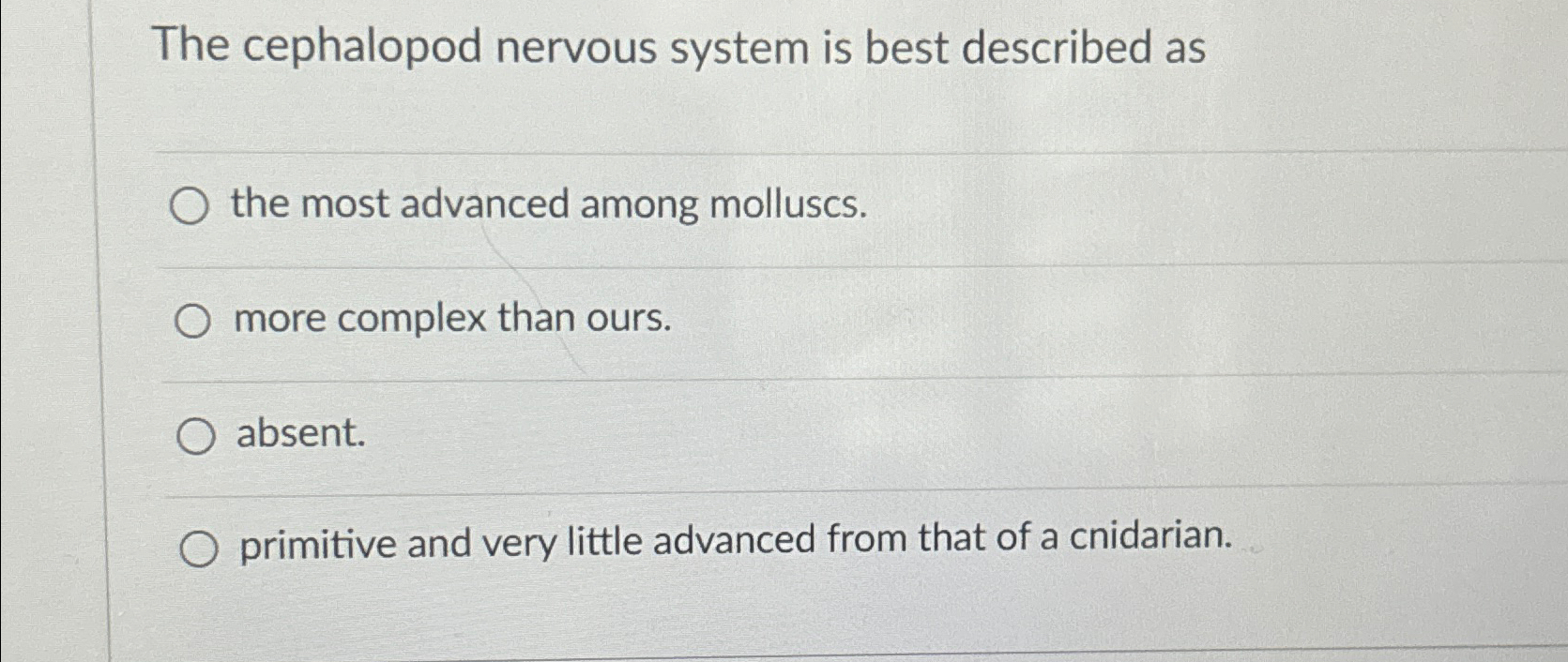 Solved The cephalopod nervous system is best described asthe | Chegg.com