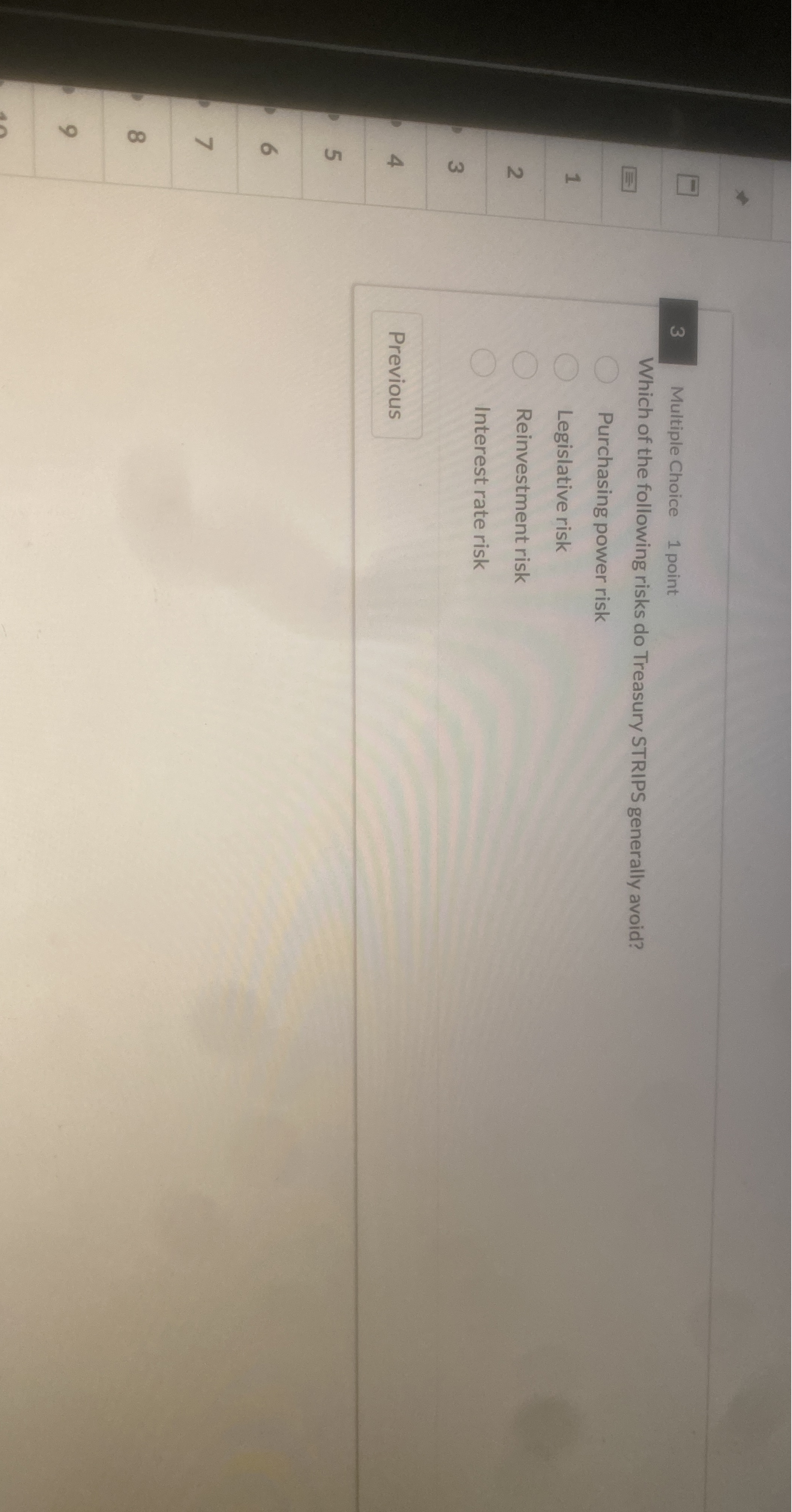 Solved 3Multiple Choice1 ﻿pointWhich of the following risks | Chegg.com