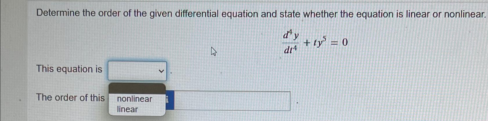 Solved Determine the order of the given differential | Chegg.com