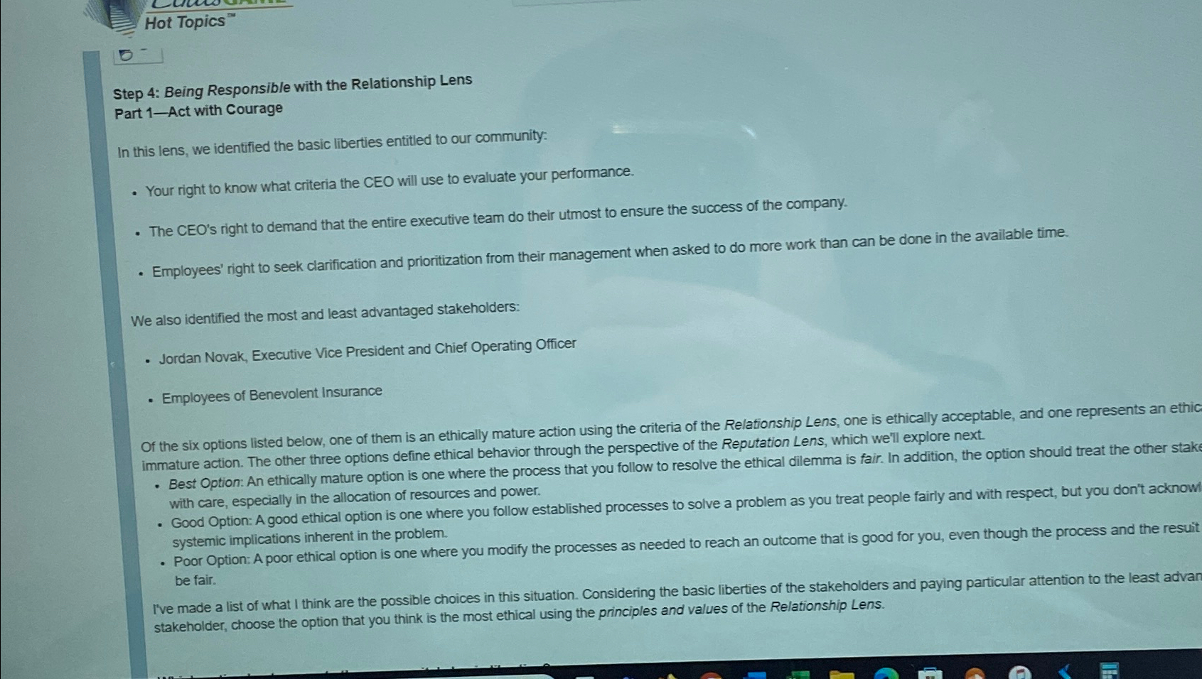 Solved Step 4: Being Responsible with the Relationship | Chegg.com