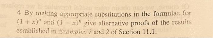 Solved 4 By making appropriate substitutions in the formulae | Chegg.com