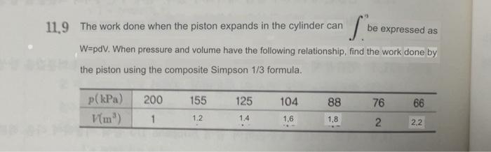 Solved 9 The work done when the piston expands in the | Chegg.com