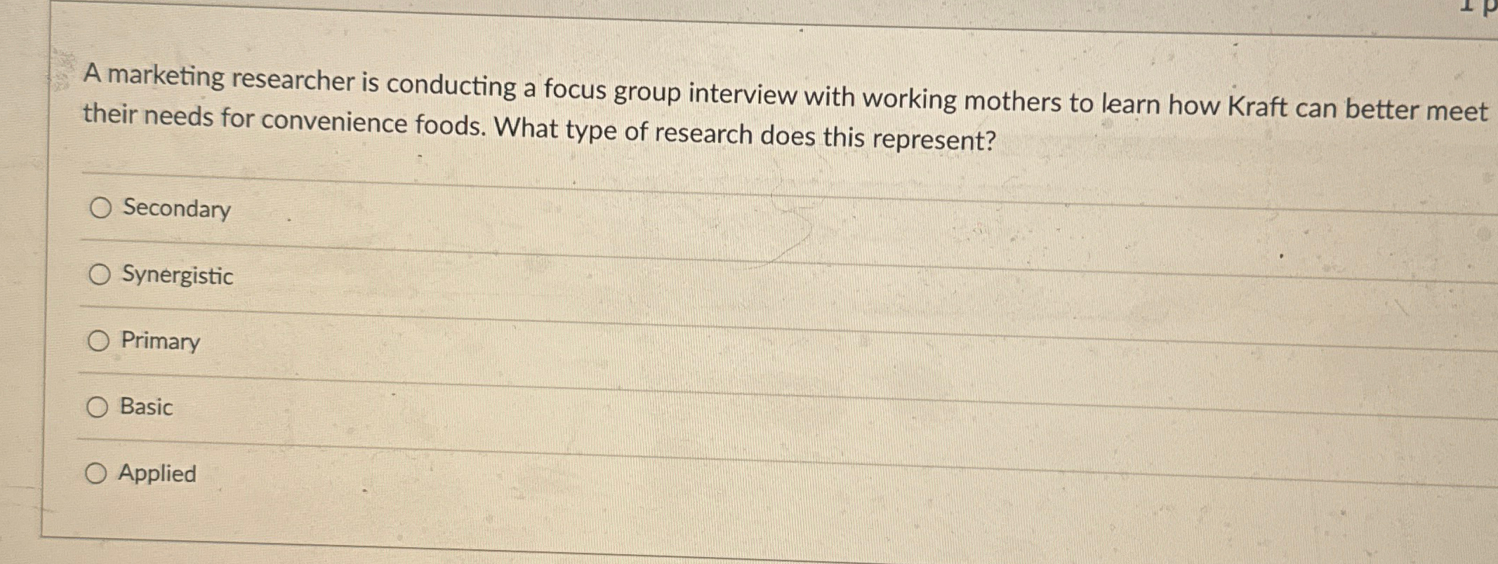 Solved A marketing researcher is conducting a focus group | Chegg.com