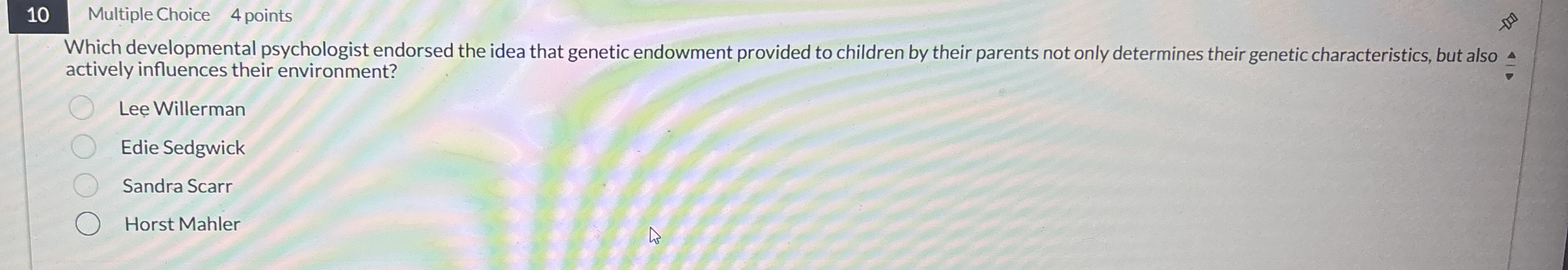 Solved 104 ﻿pointsWhich developmental psychologist endorsed | Chegg.com