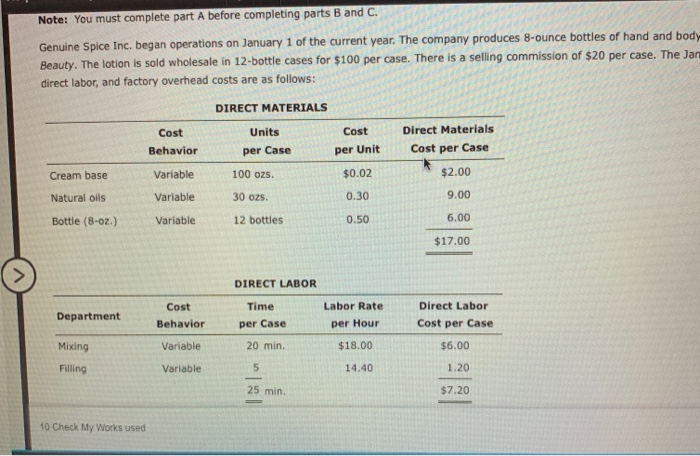 Solved Note: You must complete part A before completing | Chegg.com