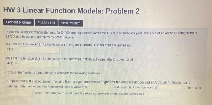 Solved HW 3 Linear Function Models: Problem 1 (3 points) | Chegg.com