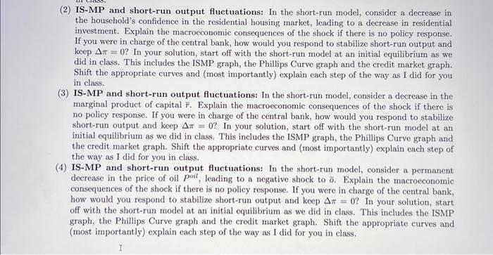 Solved (1) IS-MP and short-run output fluctuations: In the | Chegg.com