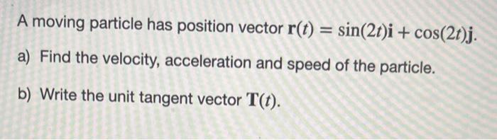 Solved A moving particle has position vector | Chegg.com