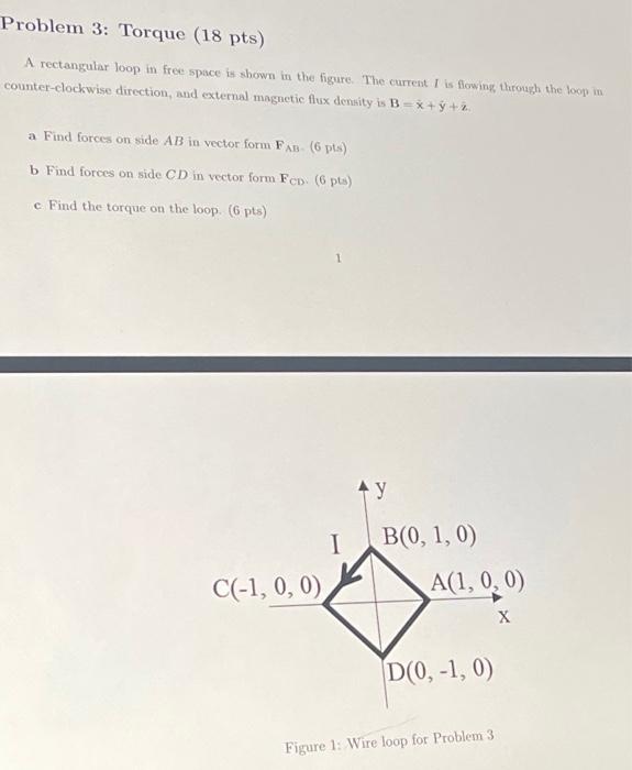 Solved Problem 3: Torque (18 pts) A rectangular loop in free | Chegg.com