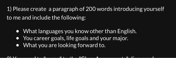 1) Please create a paragraph of 200 words introducing | Chegg.com