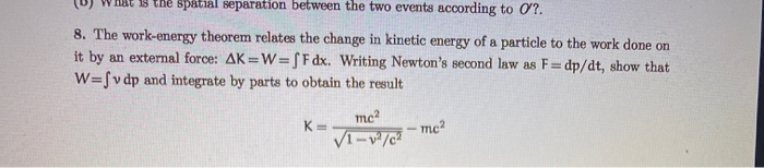 Solved w W e spatial separation between the two events | Chegg.com