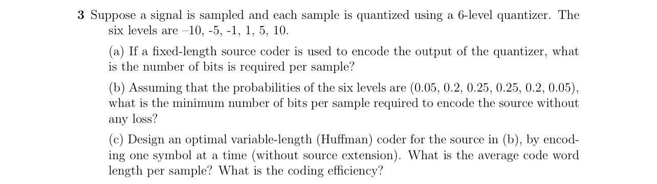 Suppose a signal is sampled and each sample is | Chegg.com