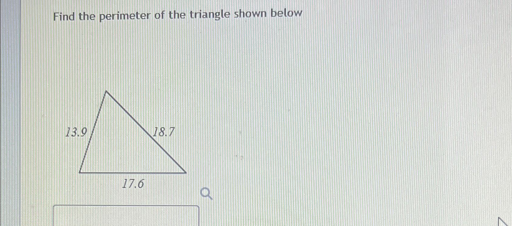 Solved Find the perimeter of the triangle shown below | Chegg.com