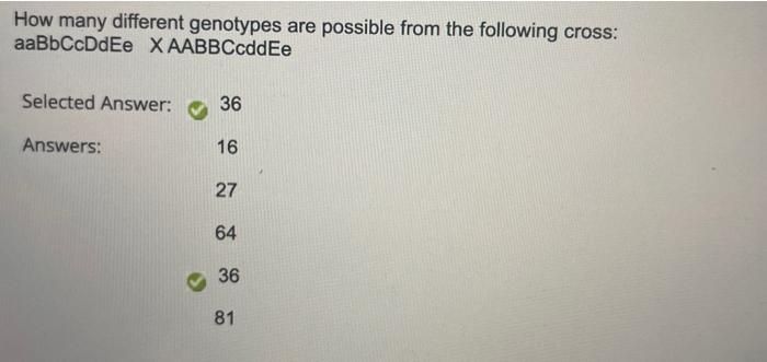 Solved How many different genotypes are possible from the | Chegg.com