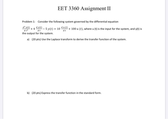 Solved EET 3360 Assignment II Problem 1: Consider the | Chegg.com