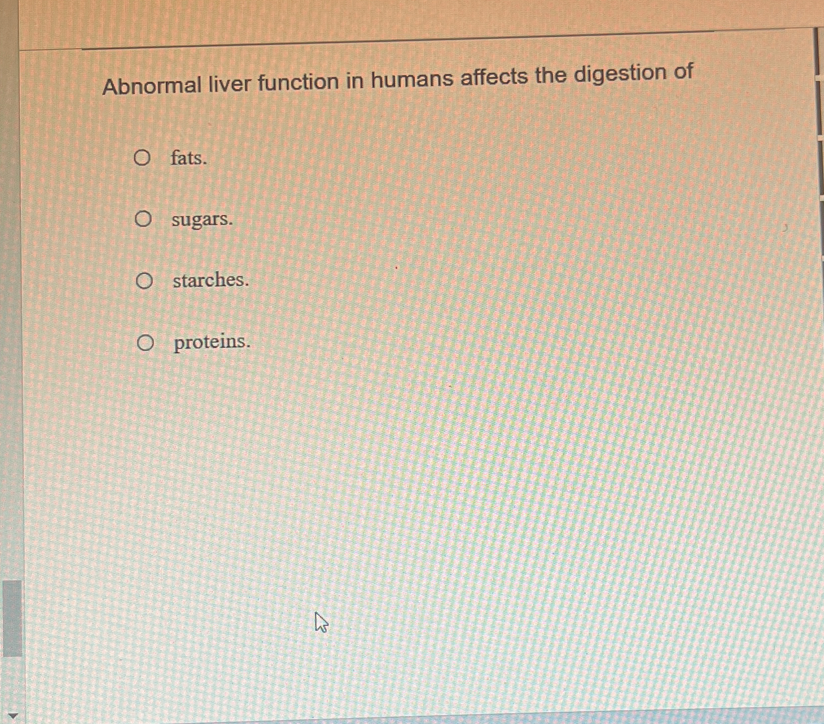 Solved Abnormal liver function in humans affects the | Chegg.com