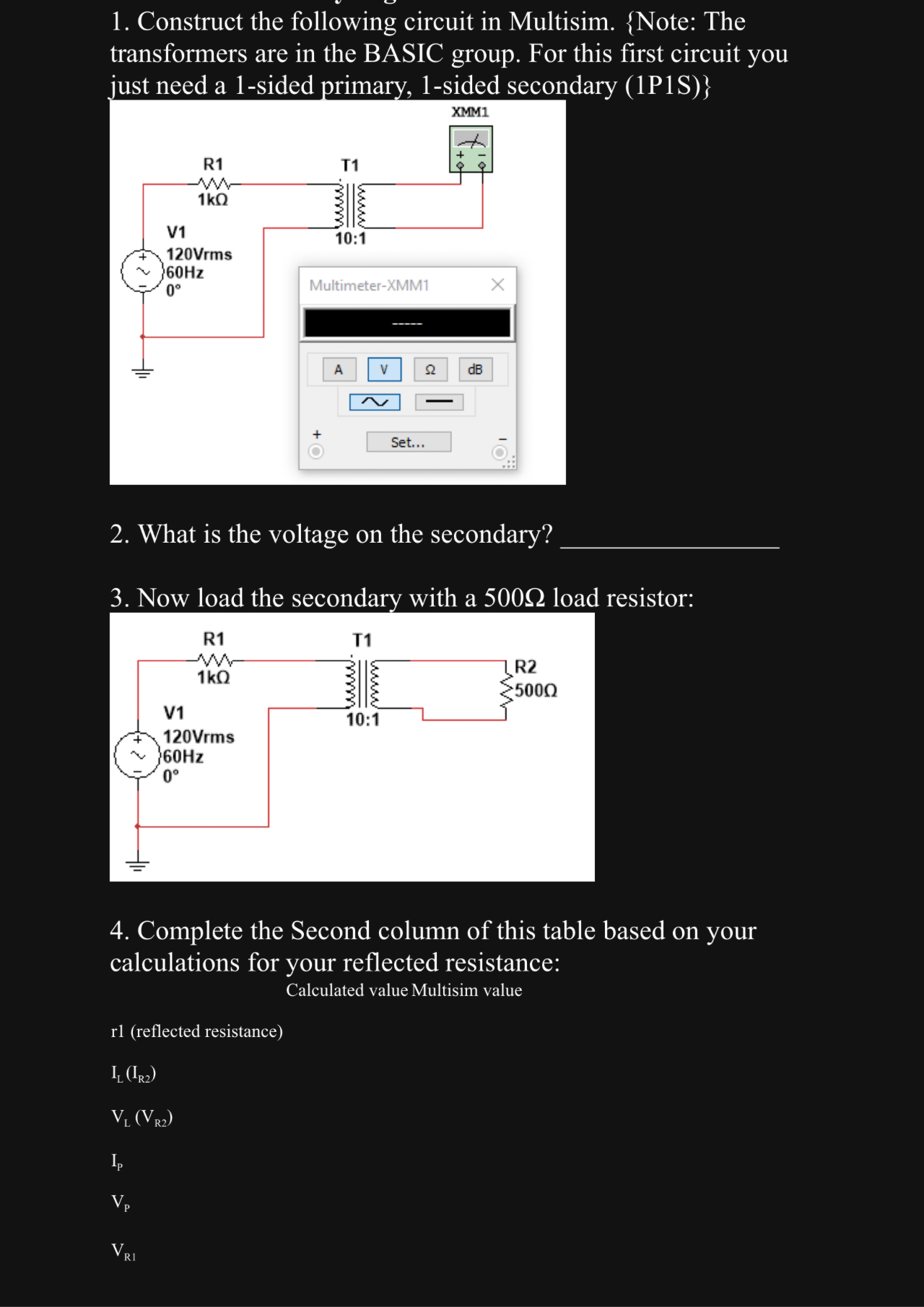 Solved Construct the following circuit in Multisim. {Note: | Chegg.com