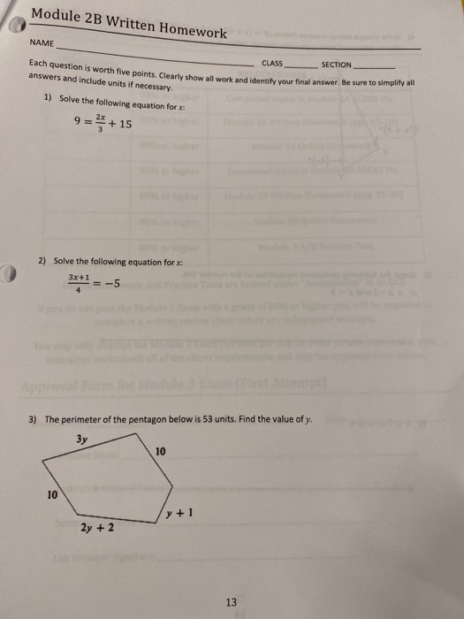 Solved Module 2B Written Homework CLASS_ _SECTION NAME Each | Chegg.com