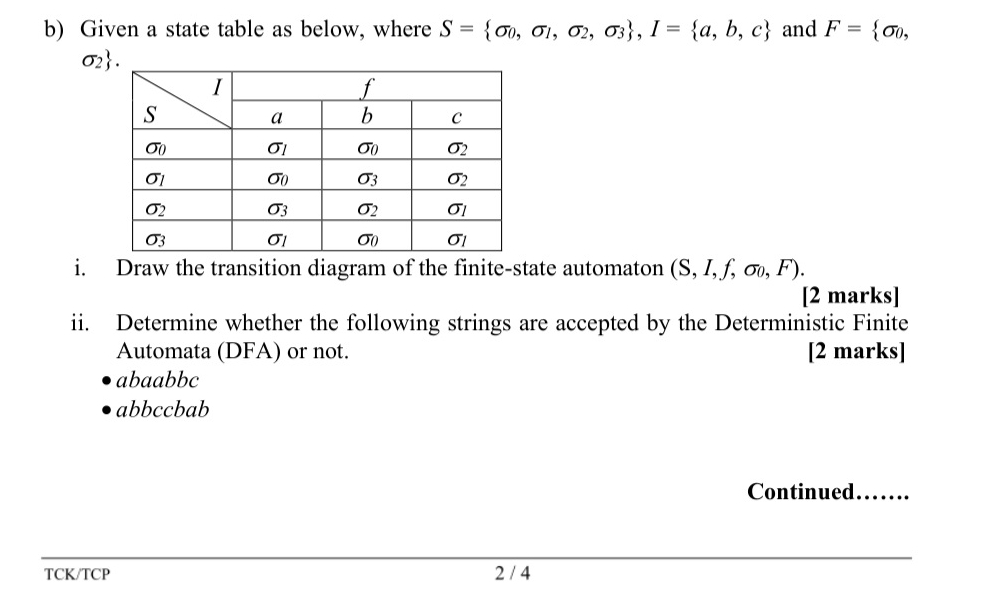 Solved i)Draw the transition diagram of the finite state | Chegg.com