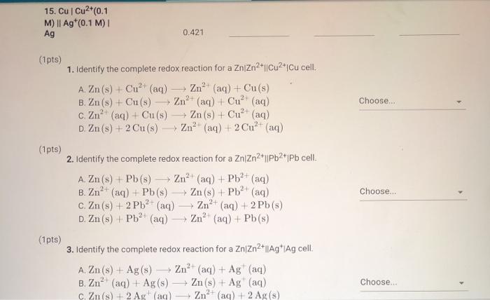 Solved E cell (calculated) Ecell (calculated) Table 1. | Chegg.com