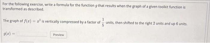Solved For the following exercise, write a formula for the | Chegg.com