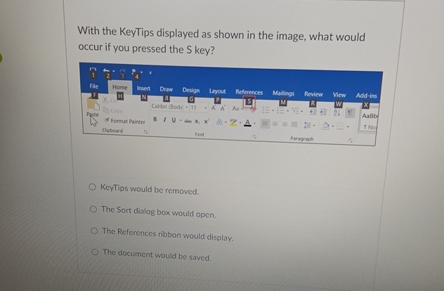 Solved With the KeyTips displayed as shown in the image, | Chegg.com