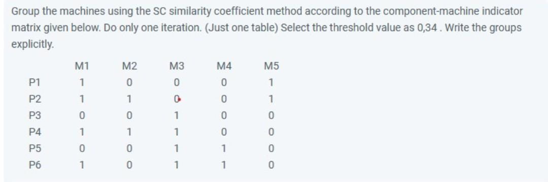 Solved Group the machines using the SC similarity | Chegg.com