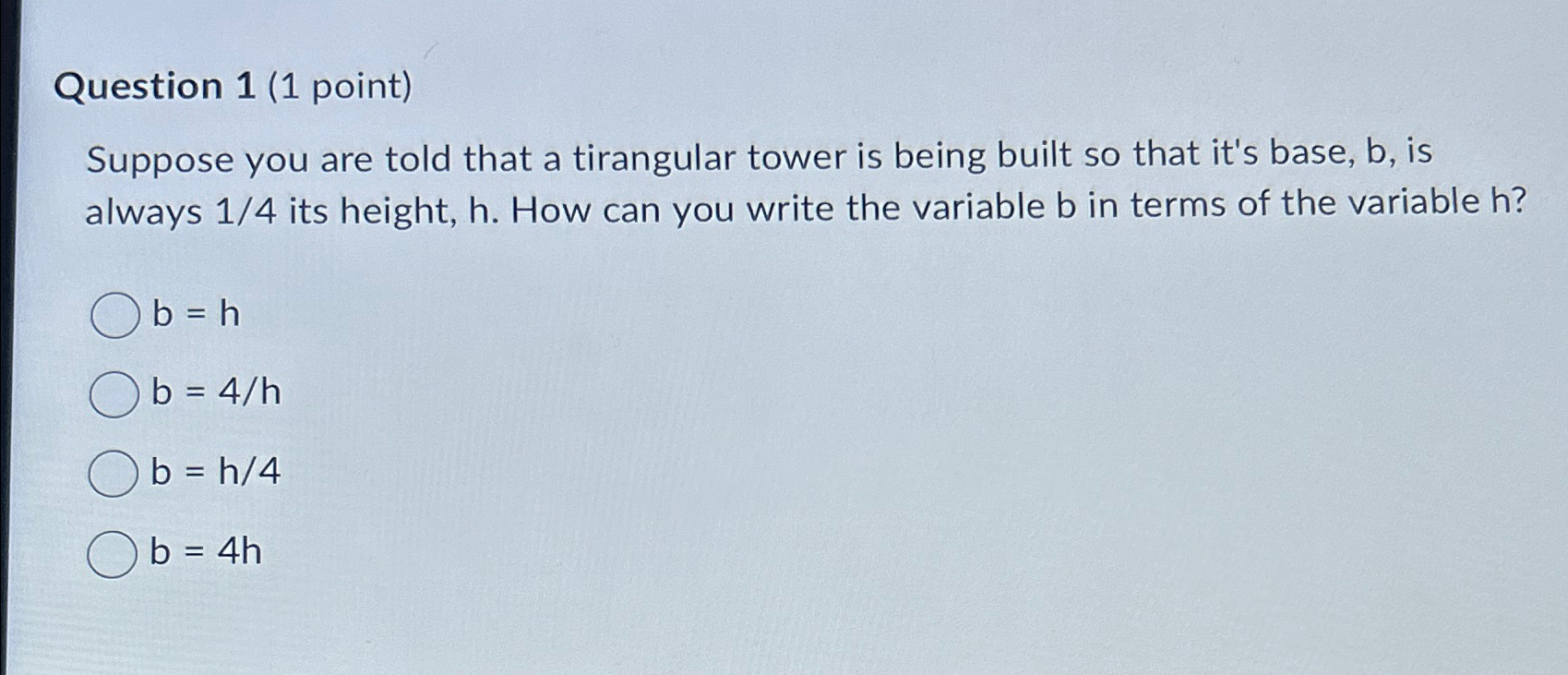 Solved Question 1 (1 ﻿point)Suppose you are told that a | Chegg.com