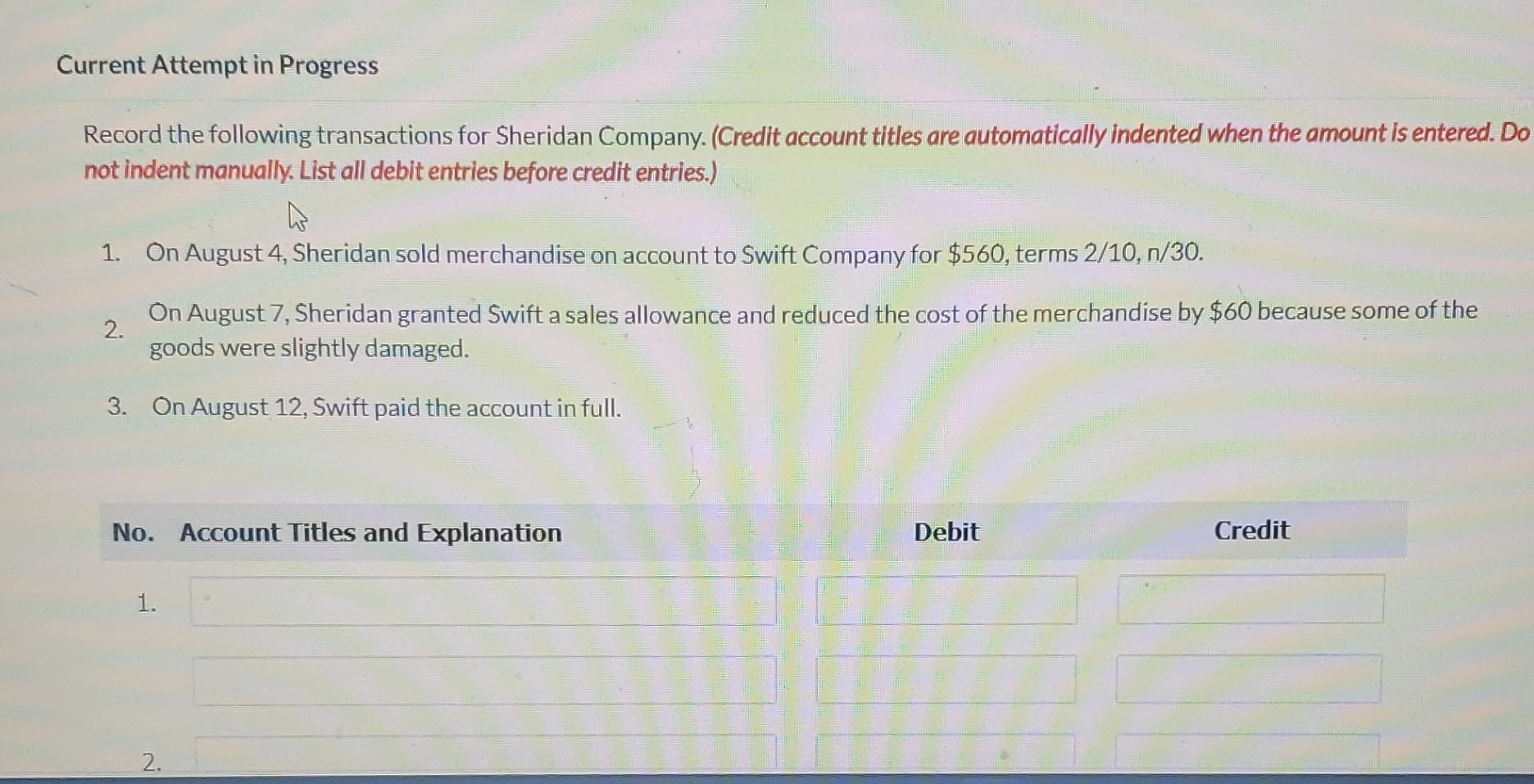 Solved View Policies Current Attempt in Progress Record the | Chegg.com