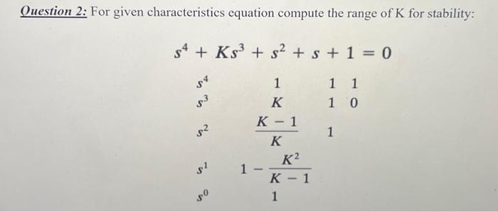 Solved Ouestion 2: For given characteristics equation | Chegg.com Solved Ouestion 2: For given characteristics equation | Chegg.com