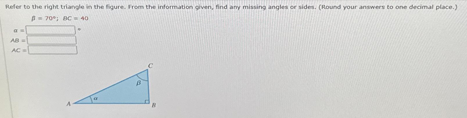 Solved Refer to the right triangle in the figure. From the | Chegg.com